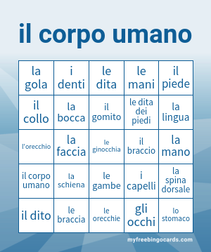 Print 100+ il corpo umano bingo cards