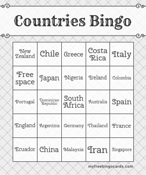 Countries Bingo