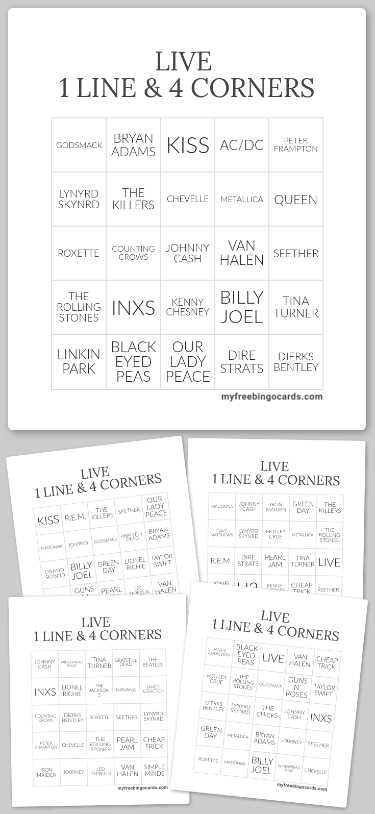 Virtual LIVE 1 LINE & 4 CORNERS BINGO