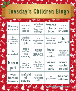 Tuesday's Children Bingo