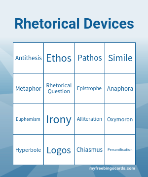 Rhetorical Devices Bingo