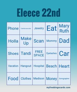Eleece 22nd Bingo