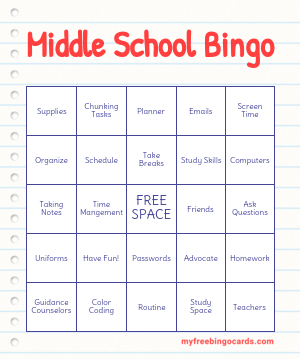 Middle School Bingo
