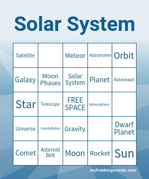 Print 100+ Solar System Bingo Cards