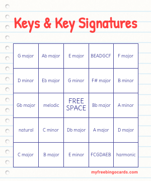 Keys & Key Signatures Bingo