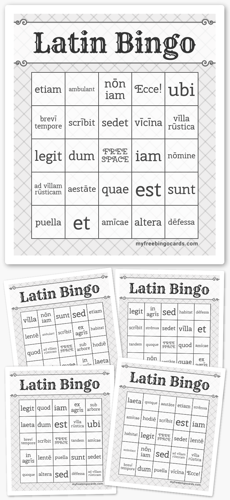 Virtual Latin Bingo