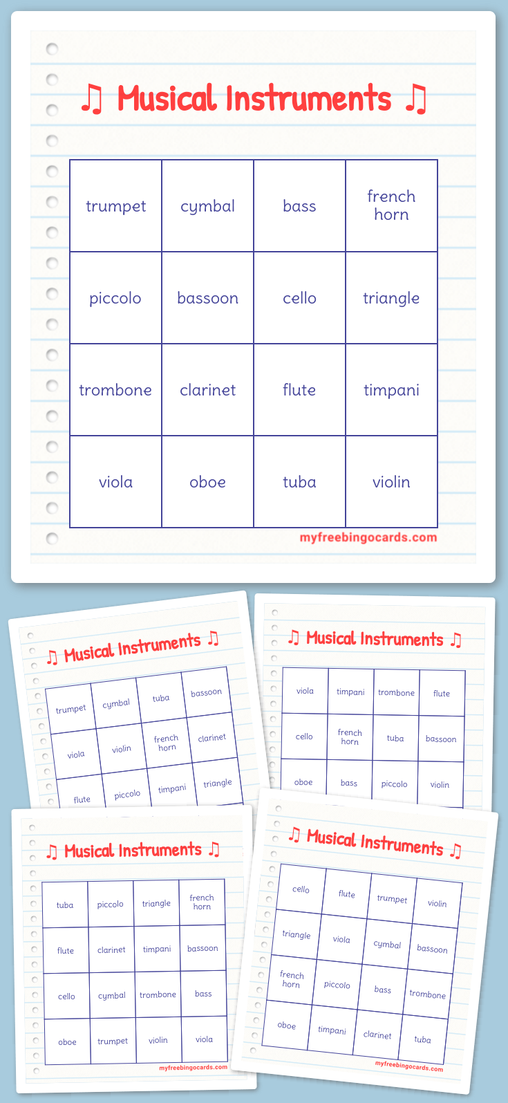 Virtual ♫ Musical Instruments ♫ Bingo