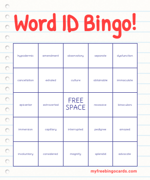 Word ID Bingo!