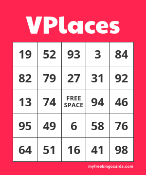 VPlaces Bingo