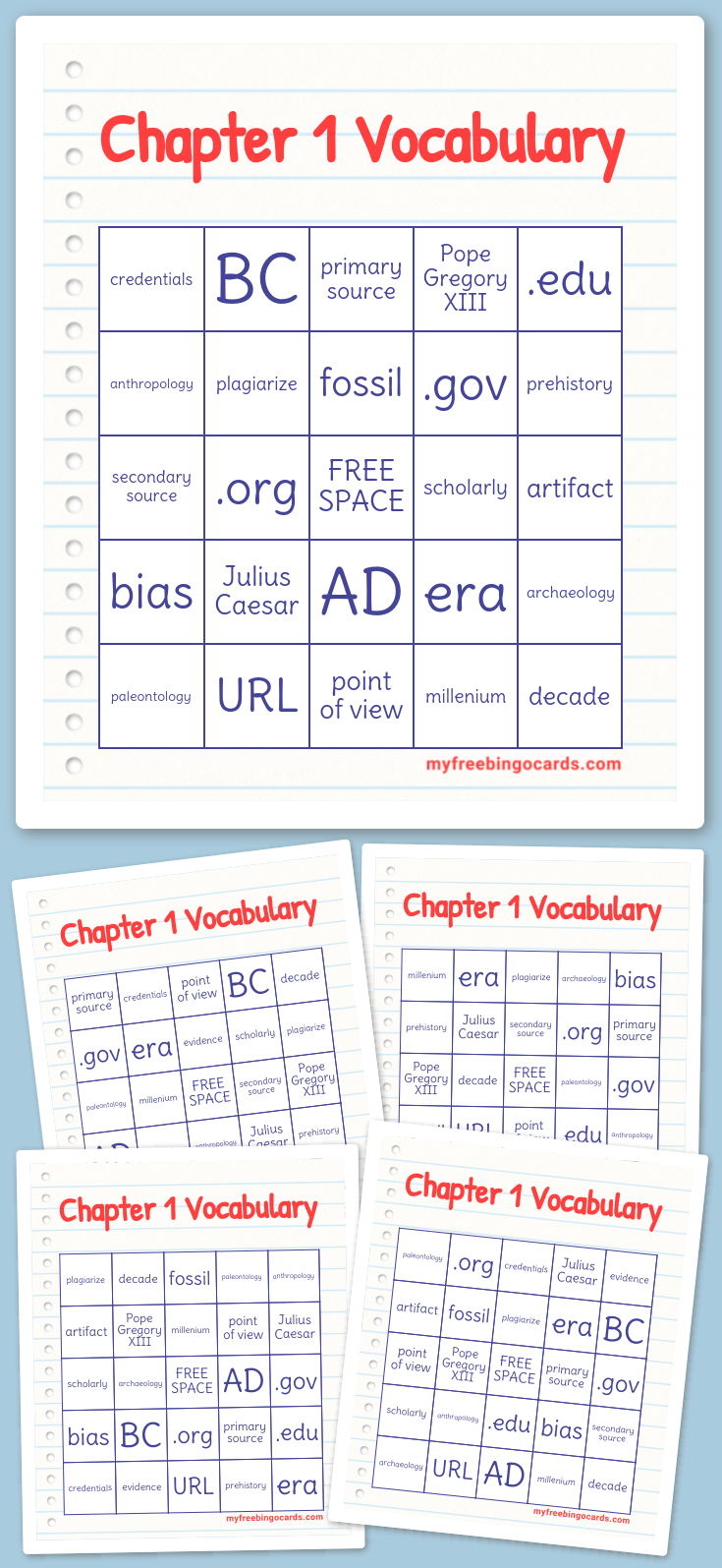 Virtual Chapter 1 Vocabulary Bingo