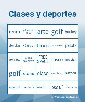 Print 100+ Clases y deportes Bingo Cards