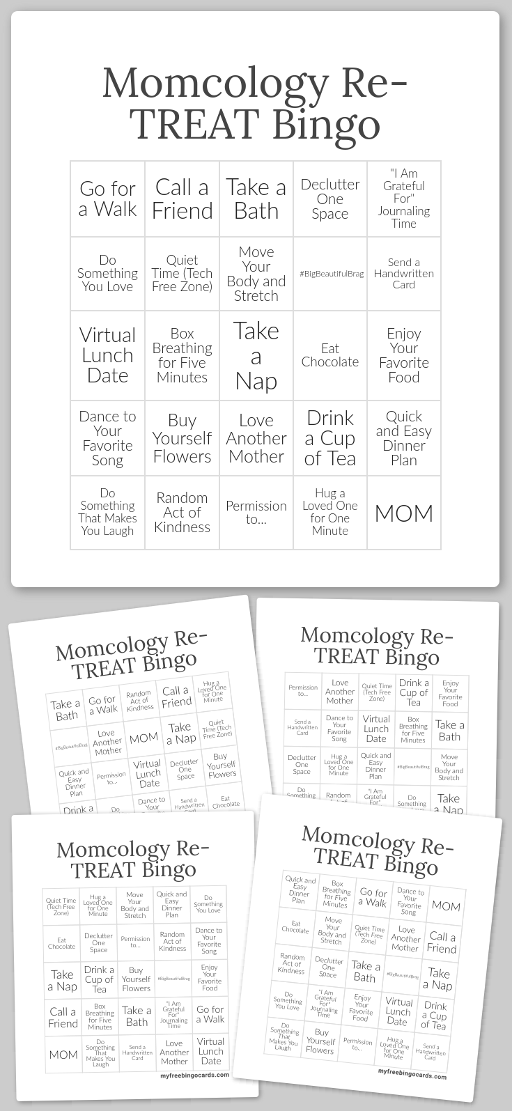Virtual Momcology Re-TREAT Bingo