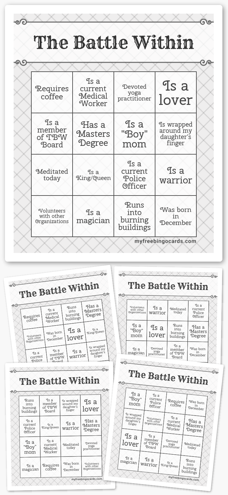Virtual The Battle Within Bingo