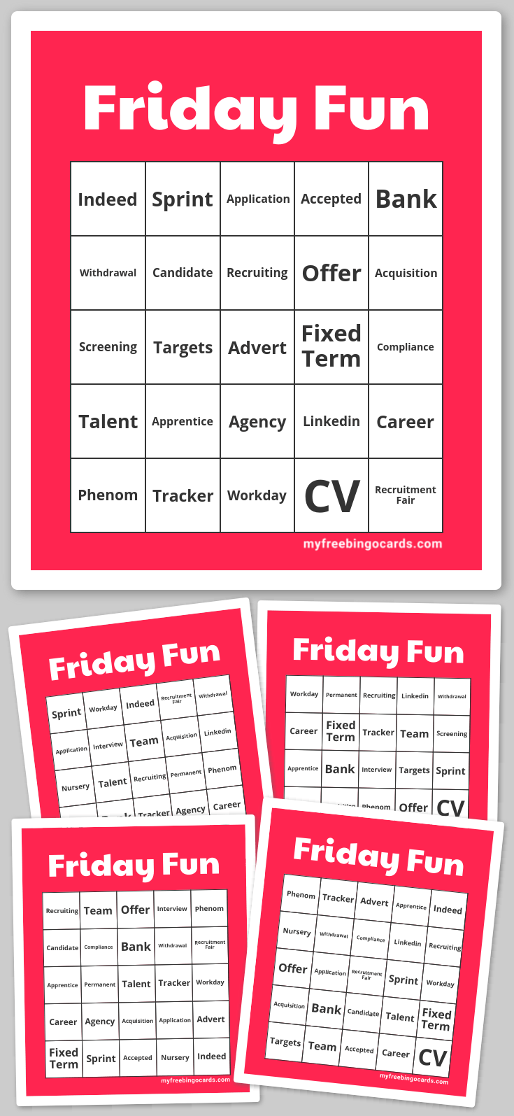 Virtual Friday Fun Bingo