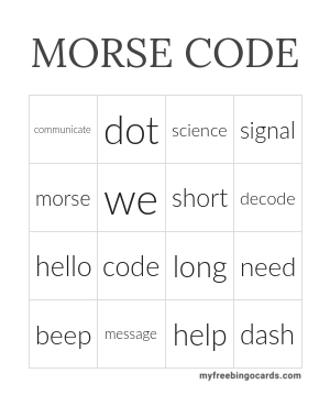 MORSE CODE BINGO