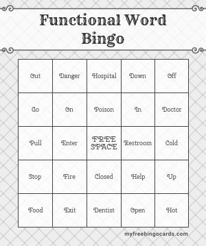 Print 100+ Functional Word Bingo Cards
