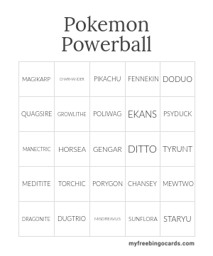 Pokemon Powerball Bingo