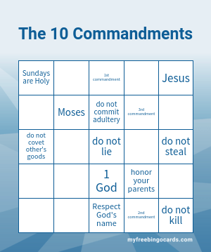 Print 100+ The 10 Commandments Bingo Cards