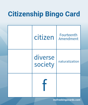 Print 100+ Citizenship Bingo Card Cards