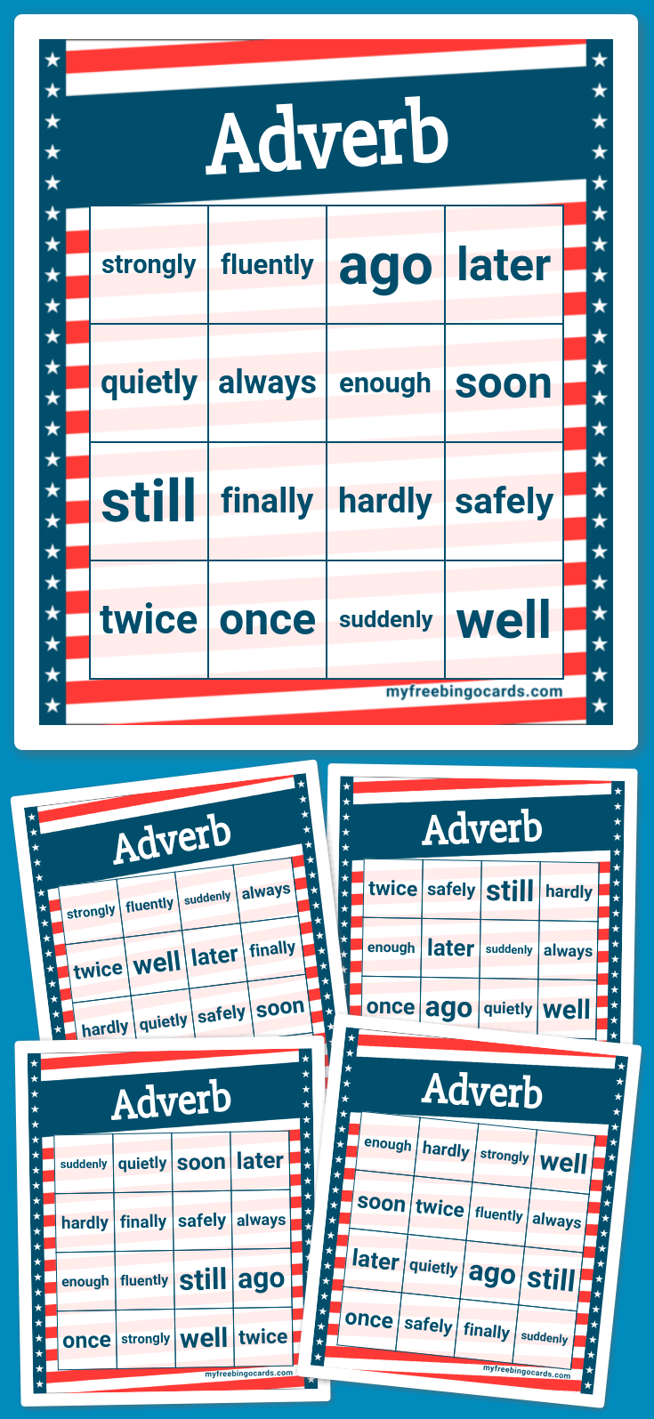 Virtual Adverb Bingo