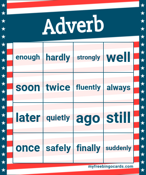 Print 100+ Adverb Bingo Cards