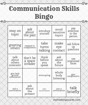 Communication Skills Bingo