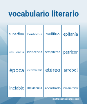Print 100+ vocabulario literario bingo cards