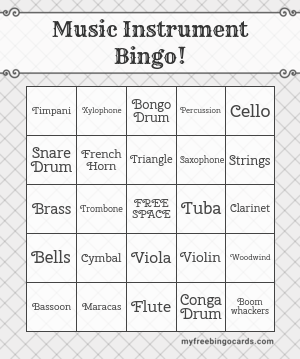 Music Instrument Bingo!