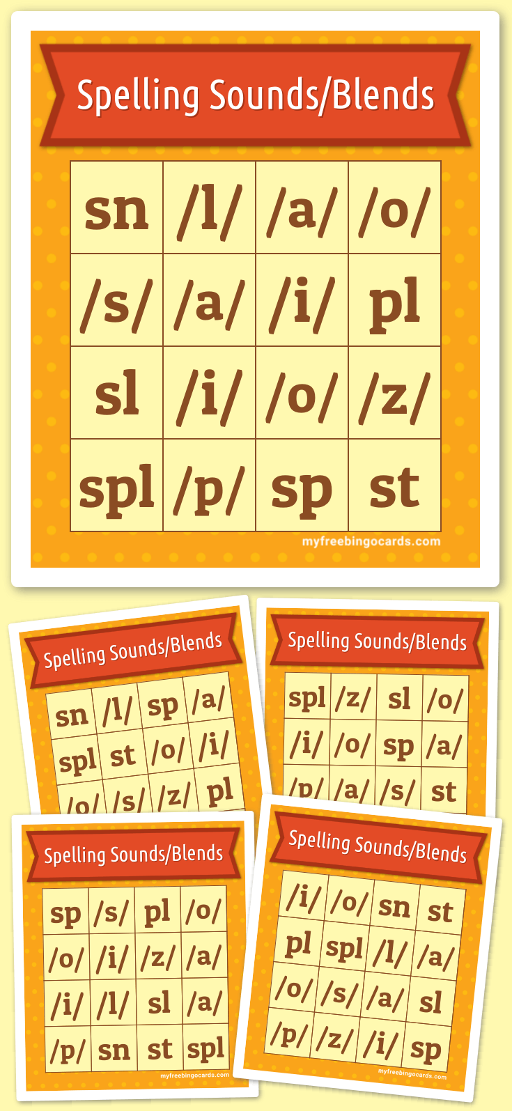 Virtual Spelling Sounds/Blends Bingo