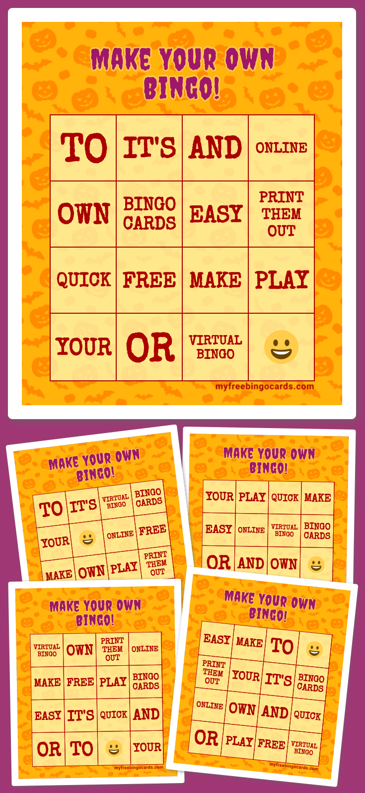 Virtual Make Your Own Bingo 