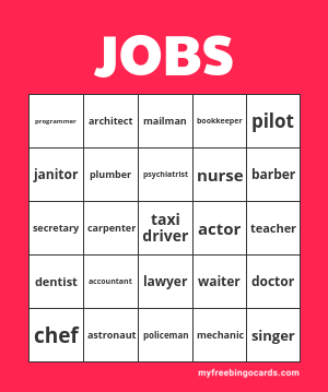 JOBS BINGO