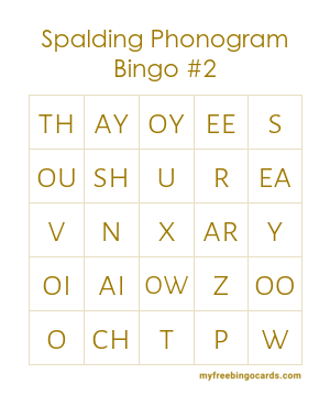 Spalding Phonogram Bingo #2