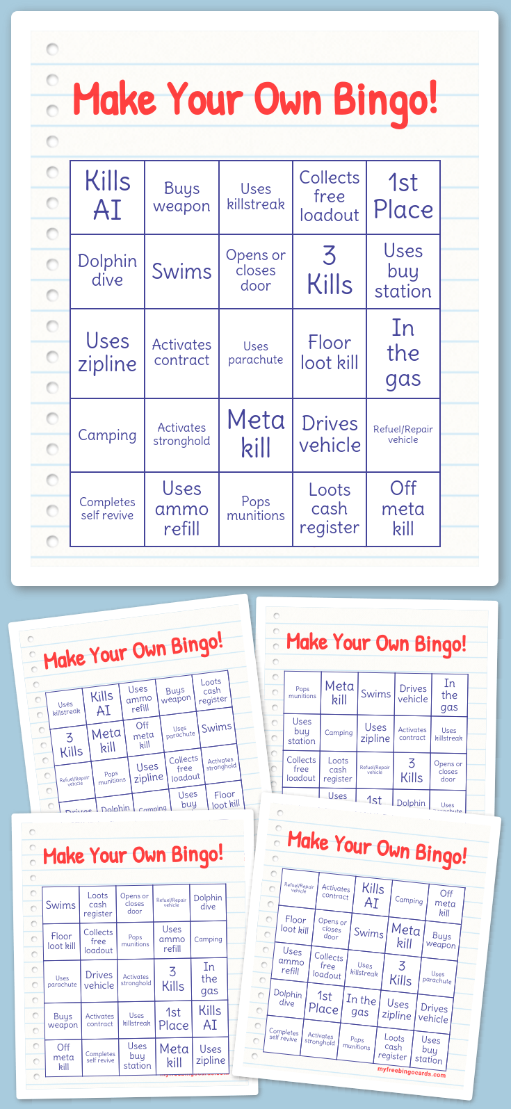 Virtual Make Your Own Bingo 