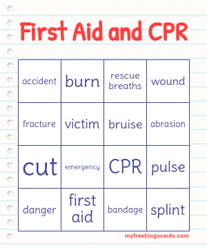 First Aid and CPR Bingo