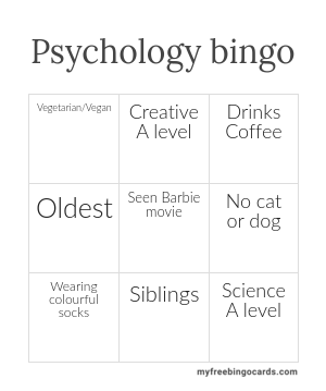Psychology bingo