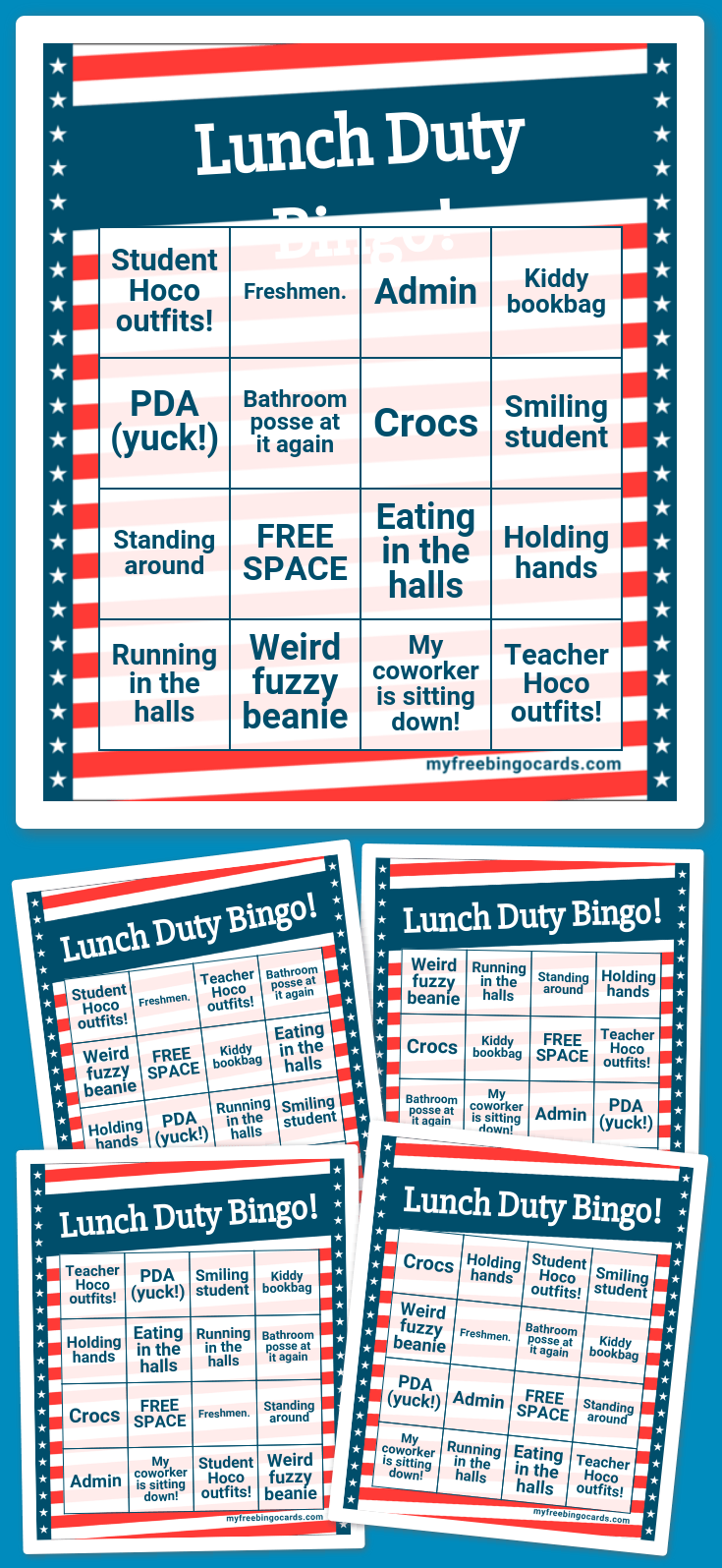 Virtual Lunch Duty Bingo!