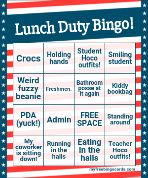 Lunch Duty Bingo!