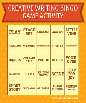 CREATIVE WRITING BINGO GAME ACTIVITY