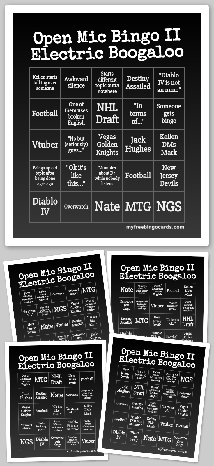Virtual Open Mic Bingo II Electric Boogaloo