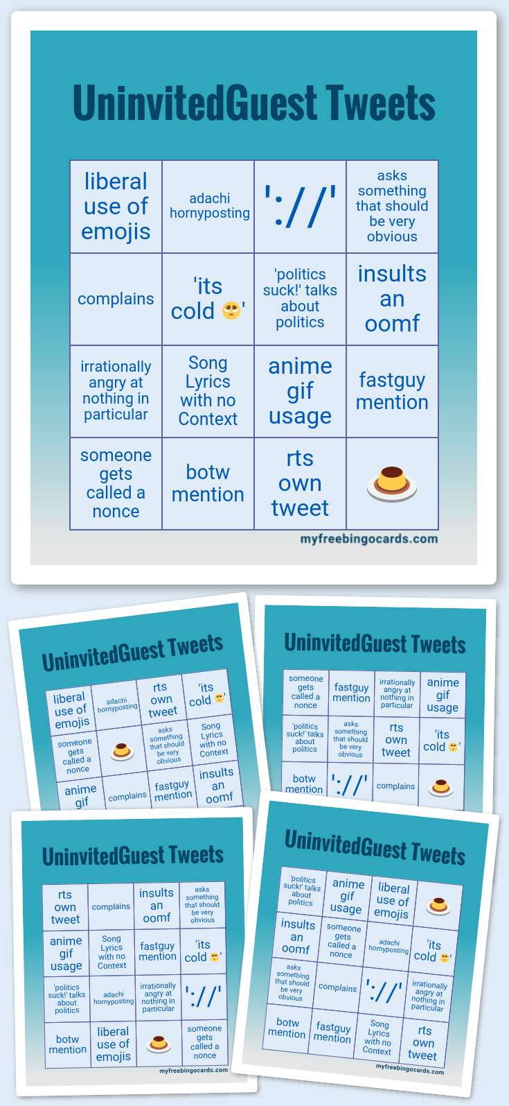 Virtual UninvitedGuest Tweets Bingo