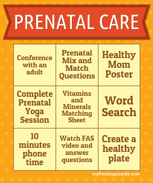 PRENATAL CARE BINGO