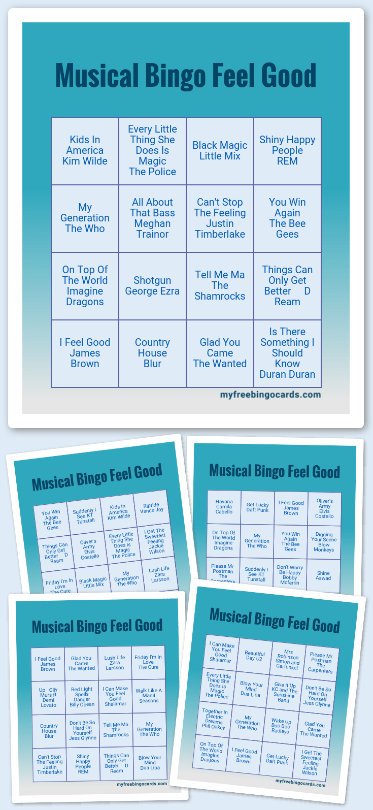 Virtual Musical Bingo Feel Good