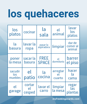 los quehaceres bingo