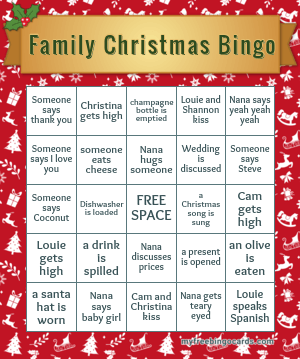 Family Christmas Bingo