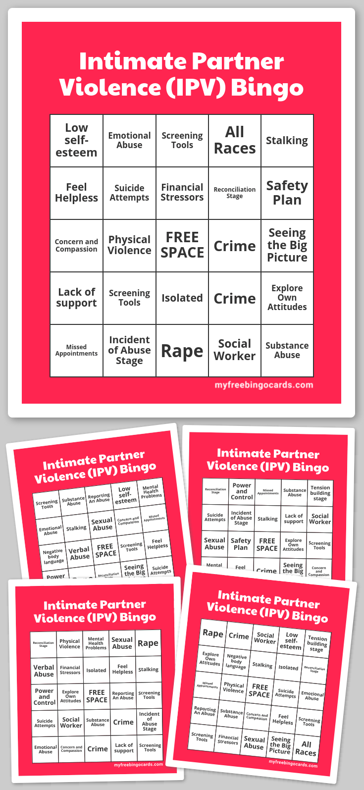 Virtual Intimate Partner Violence (IPV) Bingo