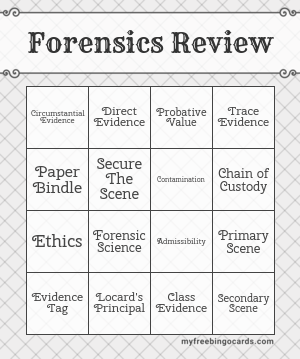 Forensics Review Bingo