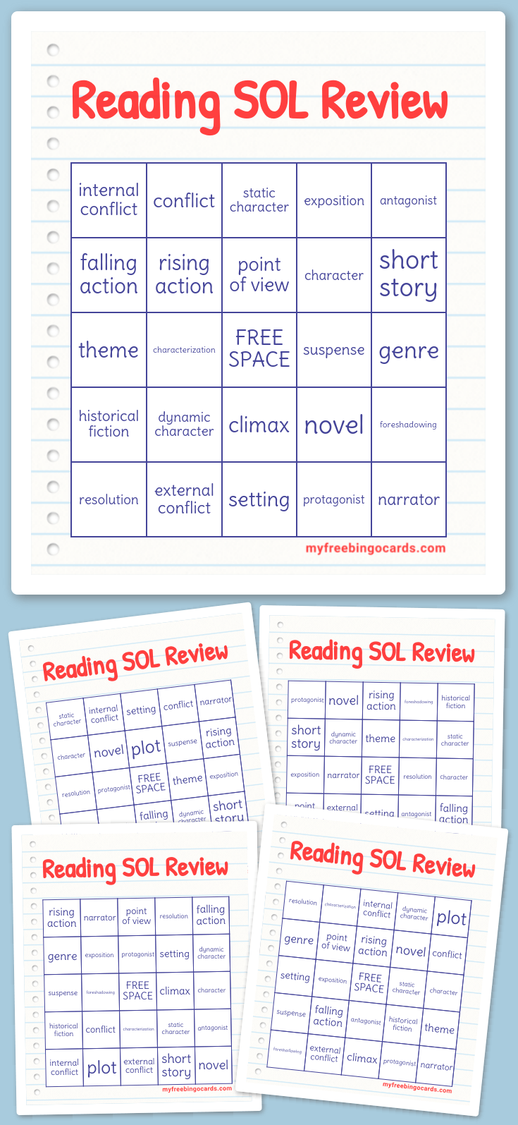 Virtual Reading SOL Review Bingo