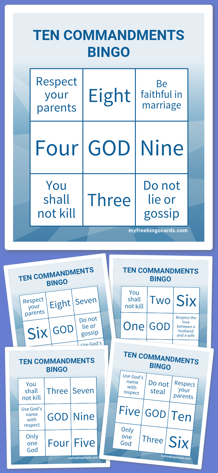 Virtual TEN COMMANDMENTS BINGO