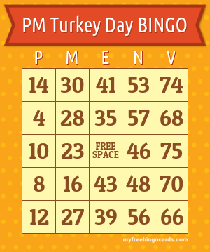 PM Turkey Day BINGO PMENV