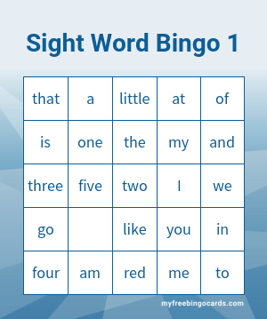 Print 100+ Sight Word Bingo 1 Cards